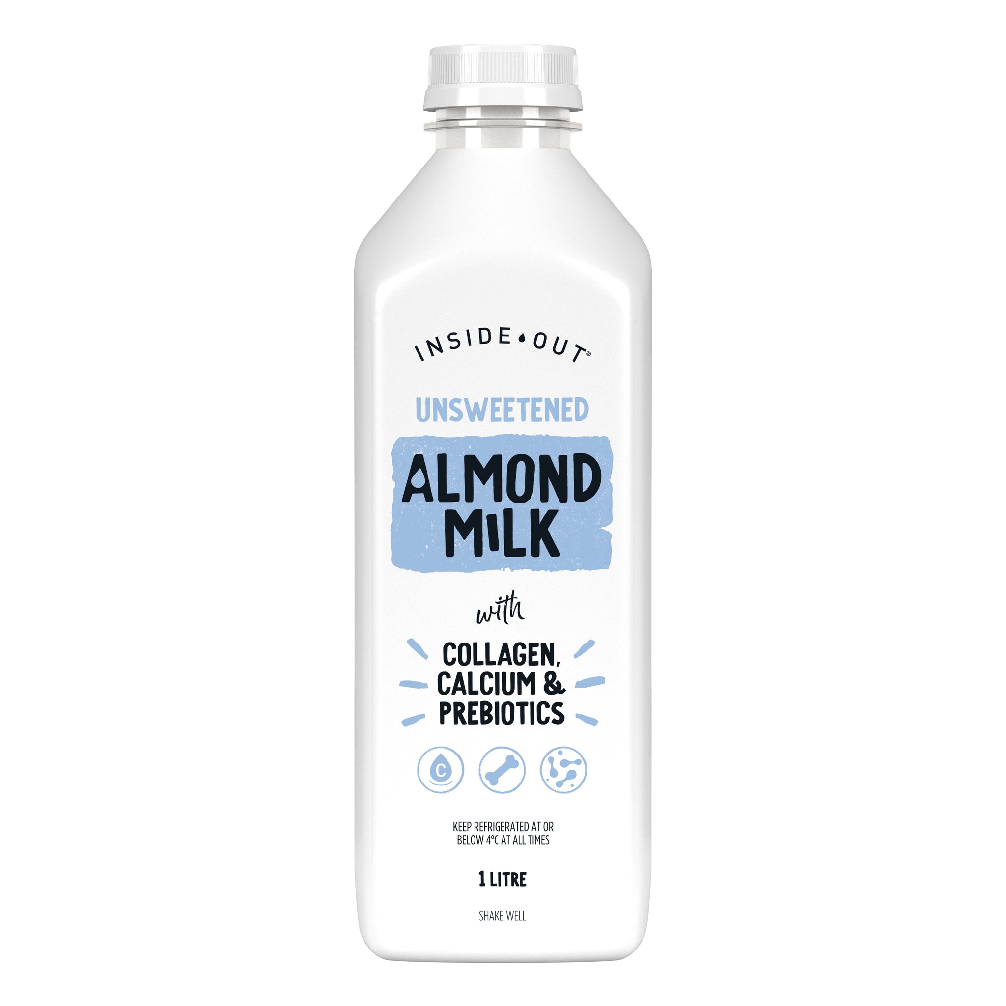 Unsweetened Almond Milk 1L with Collagen, Calcium & Prebiotics – Inside Out
